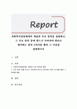 사회복지전달체계의 개념과 주요 원칙을 설명하고, 그 주요 원칙 중에 반드시 지켜져야 한다고 생각하는 원칙 3가지를 뽑아 그 이유를 설명하시오-1페이지