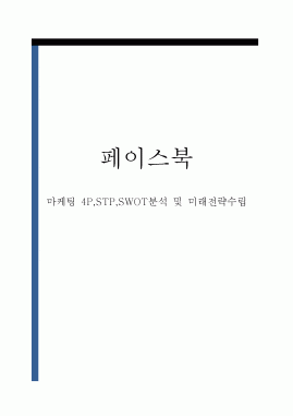 페이스북 마케팅 4P STP SWOT분석 및 페이스북 미래전략수립-1페이지