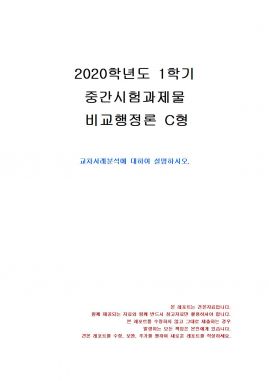 2020년 1학기 비교행정론 중간시험과제물 C형(교차사례분석)-1페이지