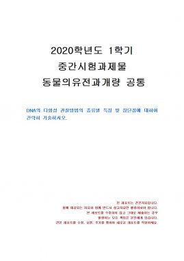 2020년 1학기 동물의유전과개량 중간시험과제물 공통(DNA의 다형성 관찰방법)-1페이지