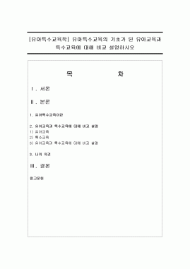 [유아특수교육학] 유아특수교육의 기초가 된 유아교육과 특수교육에 대해 비교 설명하시오-1페이지