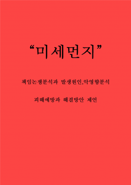 미세먼지 책임논쟁분석과 발생원인 악영향분석 및 미세먼지 피해예방과 해결방안-1페이지