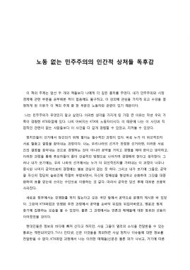 노동 없는 민주주의의 인간적 상처들 독후감-1페이지