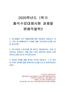 2020년 1학기 원예작물학2 출석수업대체시험 과제물(국내 과수원예산업의 특징 등)-1페이지