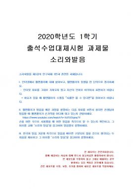 2020년 1학기 소리와발음 출석수업대체시험 과제물(헬렌켈러의 일생 등)-1페이지