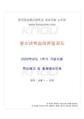 2020년 1학기 청소년학습및이론지도 기말시험 핵심체크-1페이지