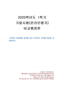 2020년 1학기 비교행정론 기말시험 과제물-1페이지