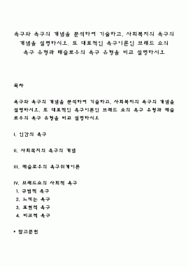 욕구와 욕구의 개념을 분석하여 기술하고, 사회복지의 욕구의 개념을 설명하시오-1페이지