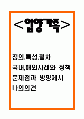 입양가족 정의 특성 절차분석과 입양가족 국내 해외사례와 정책분석 및 입양가족 문제점과 바람직한 방향제시 및 나의의견-1페이지