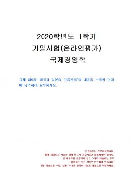 2020년 1학기 국제경영학 기말시험 과제물-1페이지