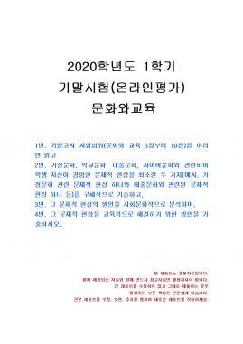 2020년 1학기 문화와교육 기말시험 과제물-1페이지