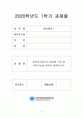 항공전자계기의 종류별 구성 및 작동기능에 대하여 설명하시오.-1페이지