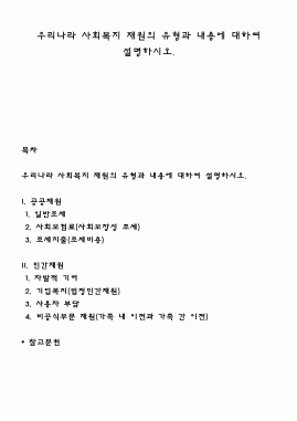 우리나라 사회복지 재원의 유형과 내용에 대하여 설명하시오 공공재원
-1페이지