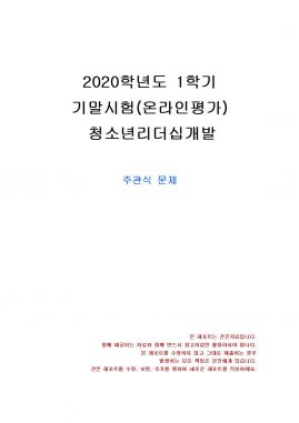 2020년 1학기 청소년리더십개발 기말시험 과제물-1페이지