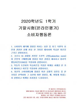 2020년 1학기 소비자행동론 기말시험 과제물-1페이지