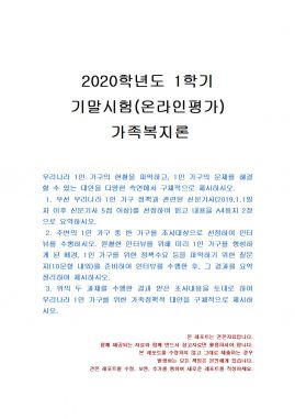 2020년 1학기 가족복지론 기말시험 과제물-1페이지