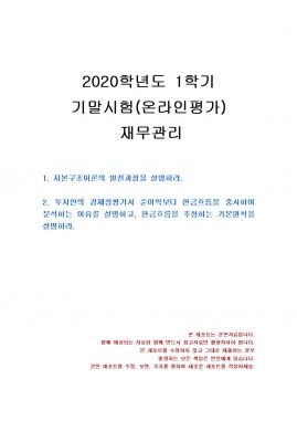 2020년 1학기 재무관리 기말시험 과제물-1페이지