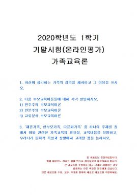 2020년 1학기 가족교육론 기말시험 과제물-1페이지