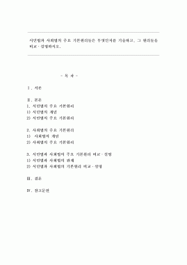 시민법과 사회법의 주요 기본원리들은 무엇인지를 기술하고, 그 원리들을 비교·설명하시오.-1페이지