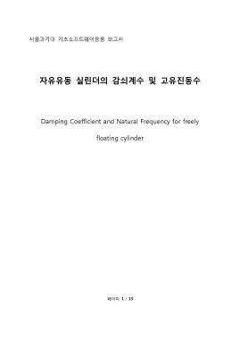 [기초소프트웨어응용] 자유유동 실린더의 감쇠계수 및 고유진동수 보고서(Damping Coefficient and Natural Frequency for freely floating cylinder)-1페이지