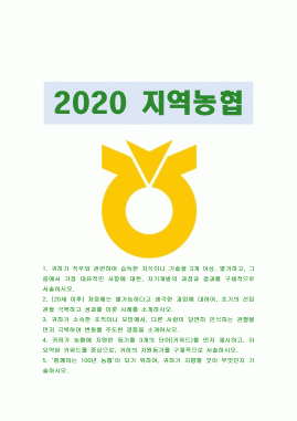 지역농협자기소개서] 2020년 지역농협 자기소개서 합격예문+ 지역농협 면접기출문제 지역농협자소서 지역농협 지원동기 지역농협 자소서 예시문-1페이지