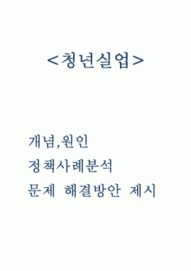 청년실업 개념 원인과 정책사례분석 및 청년실업 문제 해결방안 제시-1페이지