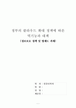 정부의 클라우드 확대 정책에 따른 역기능과 대책(레포트)-1페이지