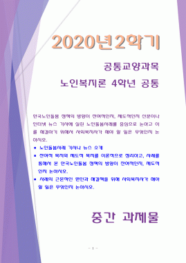 [방통대 노인복지론 2020][‘응급안전돌보미’ U-Care 시스템] 한국노인돌봄 정책의 방향이 잔여적인지, 제도적인지 신문이나 인터넷 뉴스 기사에 실린 노인돌봄사례를 중심으로 논하고 이를 해결하기 위해서 사회복지사가 해야 할 일은 무엇인지 논하시오.-1페이지