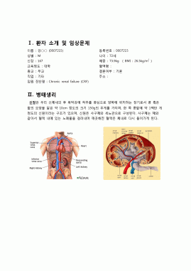 [의약학] 만성신부전 case, 신부전case, 성인간호학실습,CRF case,CRF 케이스,ESRD-1페이지