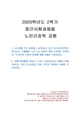 2020년 2학기 노인간호학 중간시험과제물 공통(노년기에 발생하는 감각, 지각 양상 변화)-1페이지