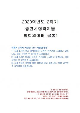 2020년 2학기 철학의이해 중간시험과제물 공통1(교재 2강, 3강, 5강 요약)-1페이지