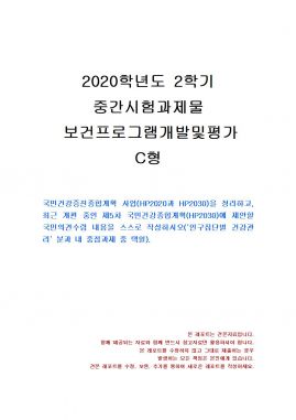 2020년 2학기 보건프로그램개발및평가 중간시험과제물 C형(‘인구집단별 건강관리’ 분과)-1페이지