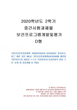 2020년 2학기 보건프로그램개발및평가 중간시험과제물 D형(‘건강친화적 환경 구축’ 분과)-1페이지