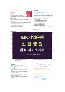 2019년 하반기 IBK기업은행 합격자기소개서-1페이지