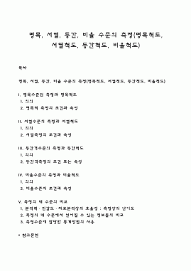 명목, 서열, 등간, 비율 수준의 측정(명목척도, 서열척도, 등간척도, 비율척도)-1페이지