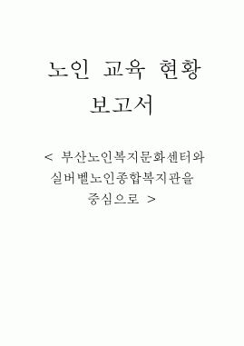 노인 교육의 현황 - 실버벨 노인종합사회복지관, 부산노인복지문화센터를 중심으로-1페이지