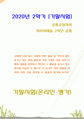 [2020 취미와예술][기말시험][출처표기] 교재에 나와 있는 다양한 취미 활동 중 자신이 평소 즐기고 있는 취미 활동과 가장 가까운 것을 골라 교재의 내용을 요약하고 자신이 그 활동을 즐기고 있는 방식을 서술한 후 앞으로 더 즐거운 취미 생활을 하려면 어떤 것을 개선할 수 있을지 생각해 보시오. [7장 취미로서의 영화 선정]-1페이지