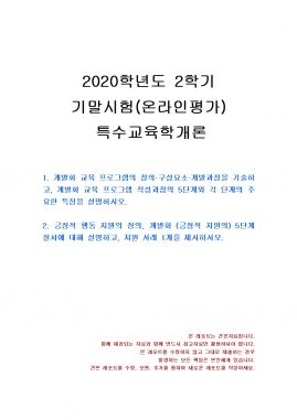 2020년 2학기 특수교육학개론 기말시험 과제물(개별화 교육 프로그램, 긍정적 행동지원)-1페이지