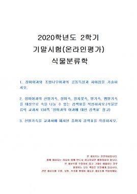 2020년 2학기 식물분류학 기말시험 과제물(주관식 문제)-1페이지