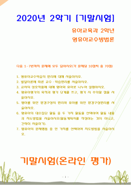 [2020 영유아교수방법론][기말시험][출처표기] 1.영유아교수학습의 원리에 대해 서술하시오. 2.발달이론에 따른 교수·학습원리를 서술하시오.. 7.영유아의 문제행동 중 한 가지를 선택하여 지도방법을 서술하시오.-1페이지