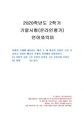 2020년 2학기 언어와의미 기말시험 과제물(의미의 유형, 문장의 중의성 등)-1페이지