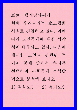 프로그램개발과평가 ) 현재 우리나라는 초고령화 사회로 진입하고 있다-1페이지