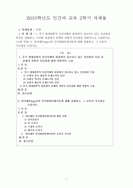 1.후기 현대철학적 인간이해의 관점에서 강조되고 있는 인간관의 특징과 과학적 인간관의 비판적 고찰. 2. 피아제의 인지발달이론에 대한 살명과 교육적 시사점-1페이지