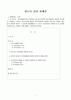 1. 자아정체감이란 무엇이며, 왜 청소년기에 자아정체감의 형성이 중요한지 설명하고, 자신이 청소년기에 겪었던 자아정체감과 관련된 갈등이나 경험을 예로 들어 어떻게 자신이 그 갈등에 대처했었는지 그리고 지금이라면 어떻게 좀 더 건강한 적응방식으로 대처할 지에 대해서 기술하시오(30점).-1페이지