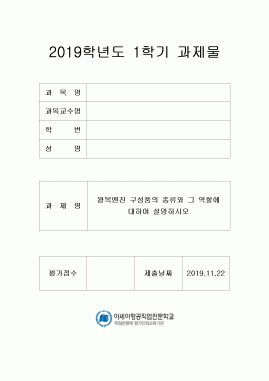 왕복엔진 구성품의 종류와 그 역할에 대하여 설명하시오-1페이지