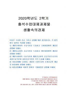 2020년 2학기 생활속의경제 출석수업대체시험 과제물(주관식 문제)-1페이지