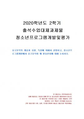 2020년 2학기 청소년프로그램개발및평가 출석수업대체시험 과제물(요구분석의 개념 등)-1페이지