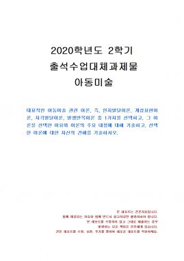 2020년 2학기 아동미술 출석수업대체시험 과제물(아동미술 관련 이론)-1페이지