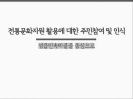 전통문화자원,주민참여,성읍민속마을,성읍마을빈속보존회,무형문화재전수관-1페이지