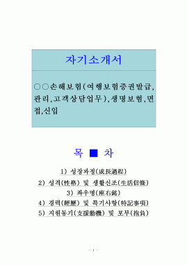 NO53[완성]자소서{손해보험(여행보험증권발급,관리,고객상담업무),생명보험,면접,신입}-1페이지